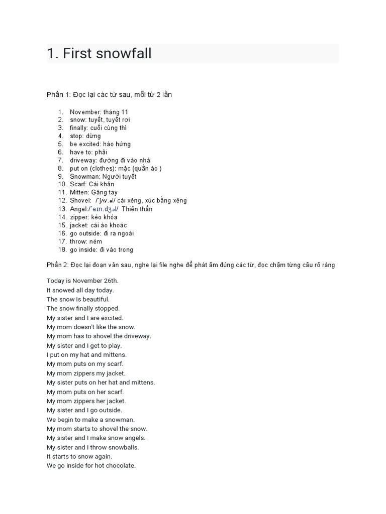 First Snowfall | PDF