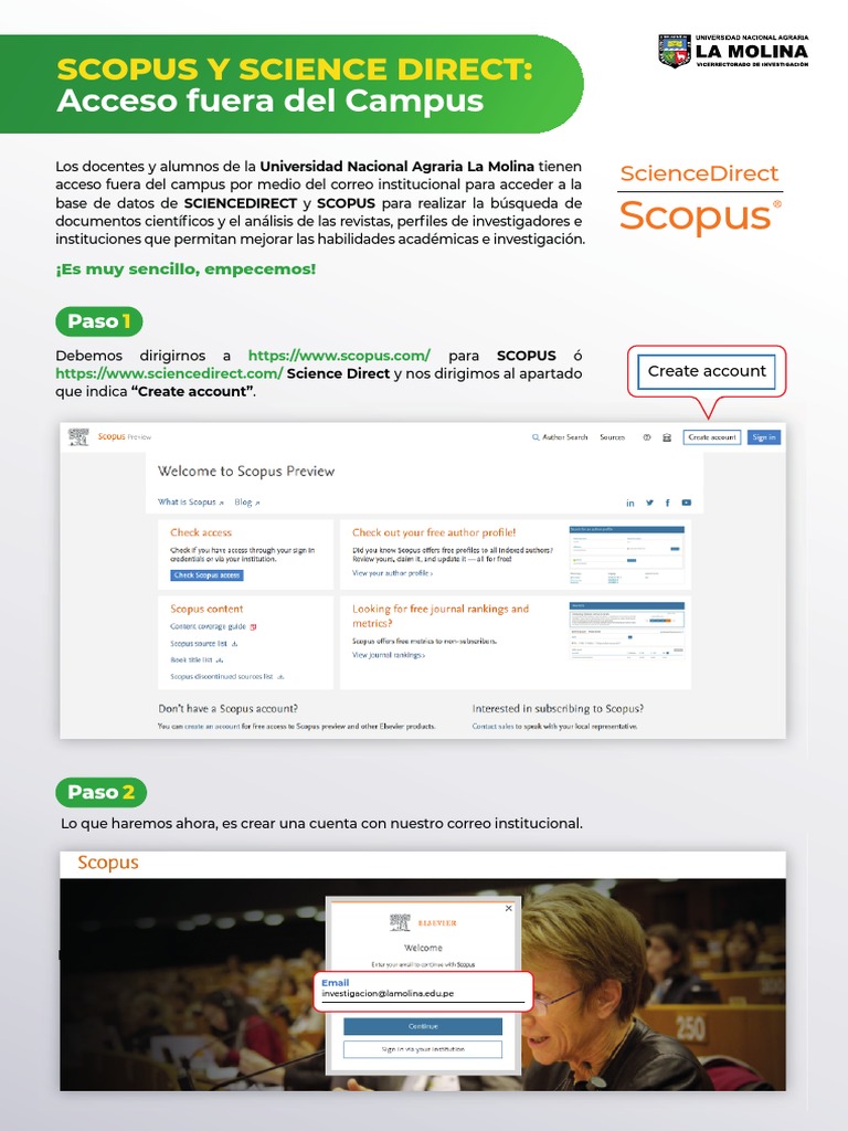 Acceso a Scopus y ScienceDirect desde la UNALM | PDF | Publicación ...