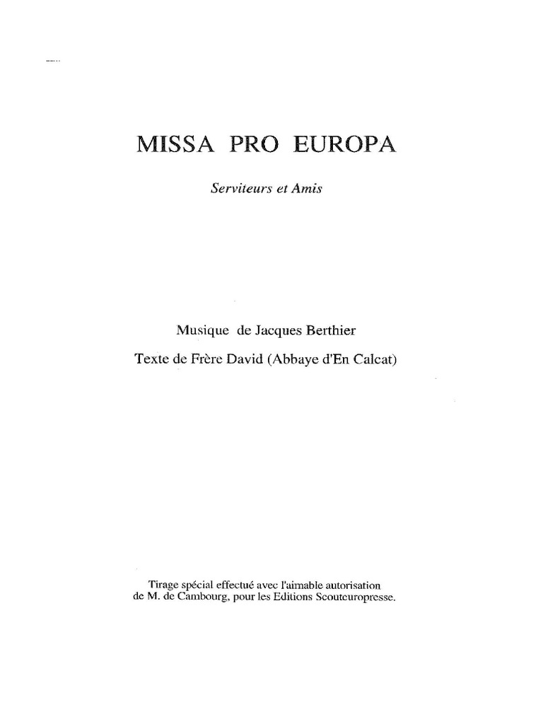 Missa Pro Europa | PDF