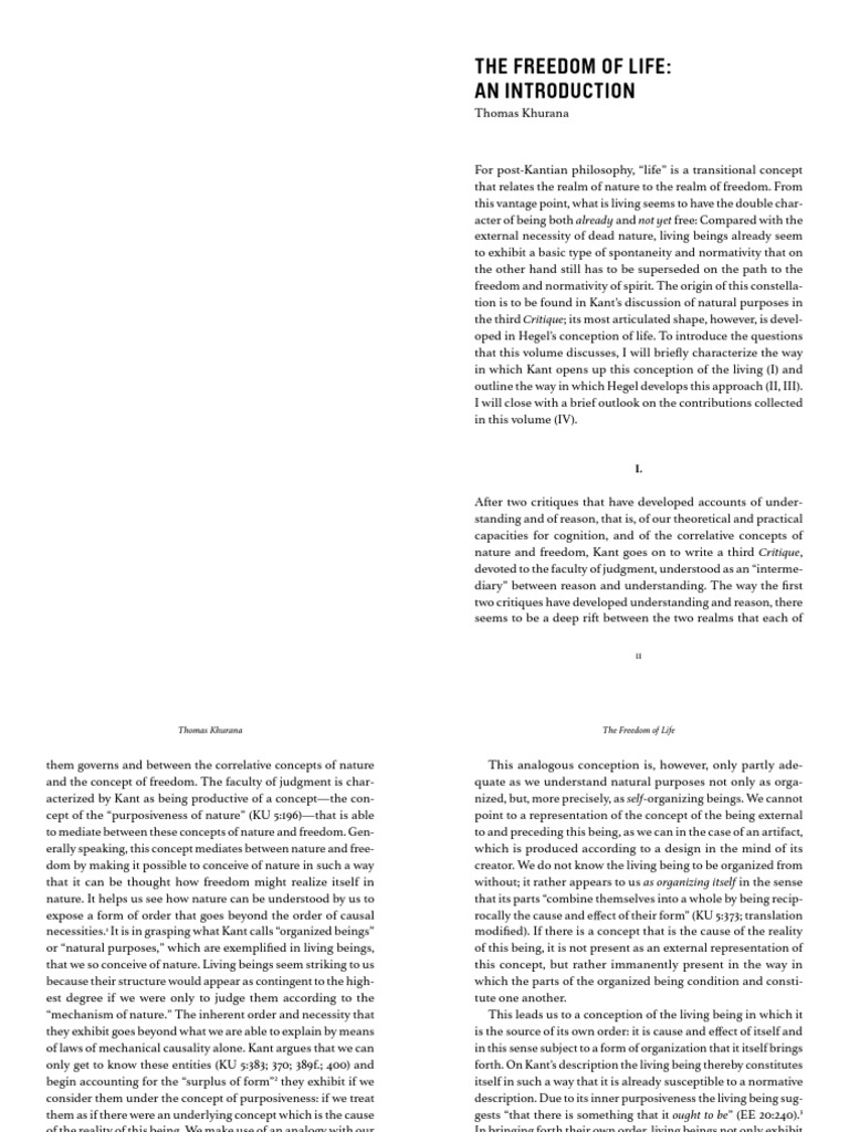 The Freedom of Life Hegelian Perspective | PDF | Georg Wilhelm Friedrich Hegel | Immanuel Kant