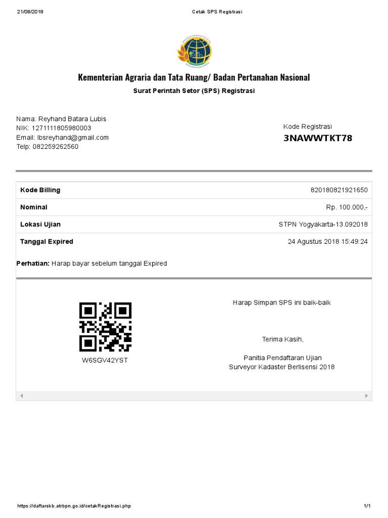 Cetak SPS Registrasi | PDF