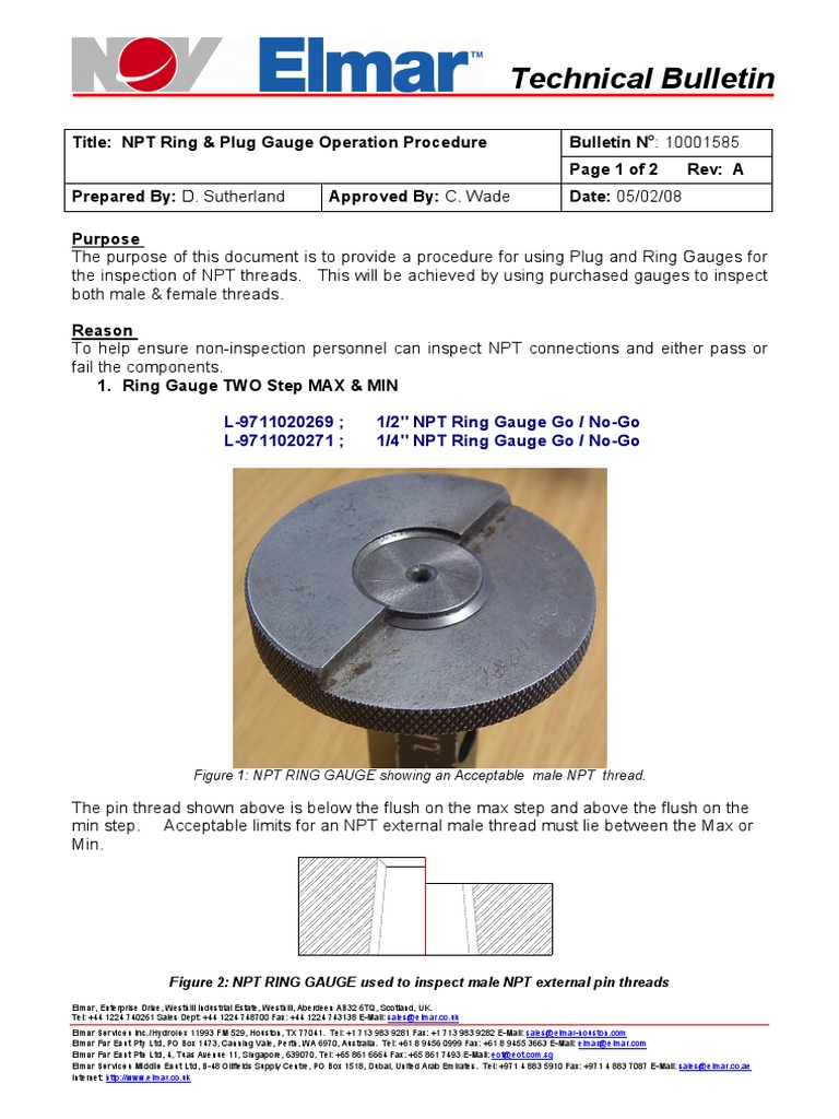 NPT Gauge Inspection Guide | PDF | Equipment | Tools