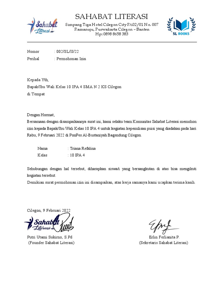 Surat Izin Kelas | PDF