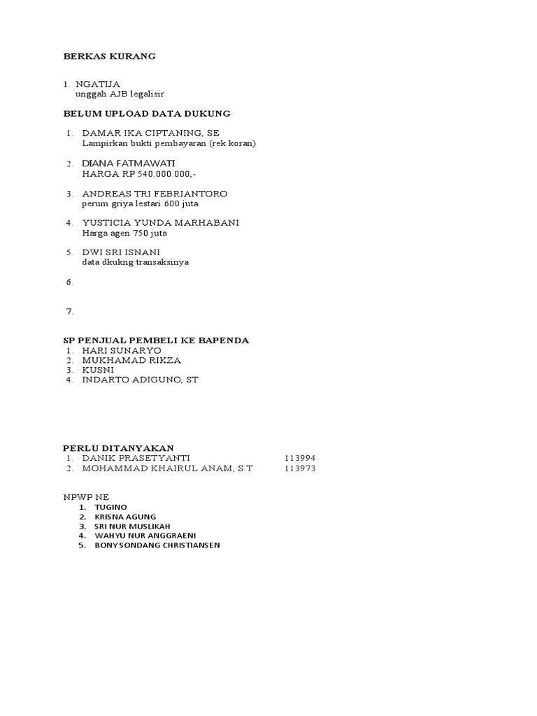 Rekap Berkas BPHTB 2023 | PDF