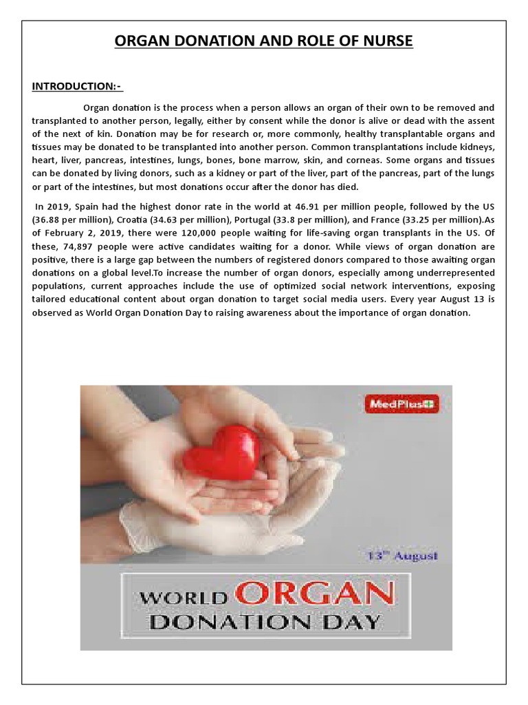 Assignment Organ Donation and Role of Nurse | PDF | Organ Donation ...