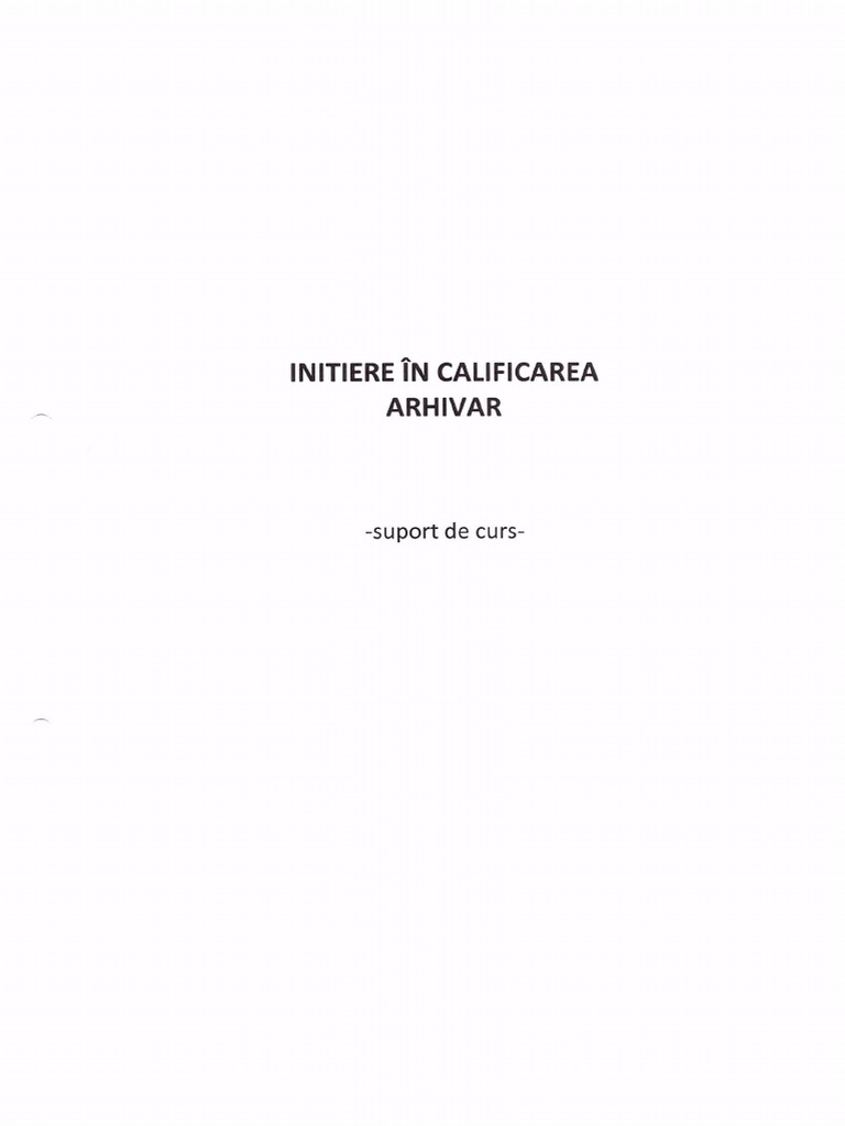 SUPORT DE CURS INITIERE ARHIVAR | PDF