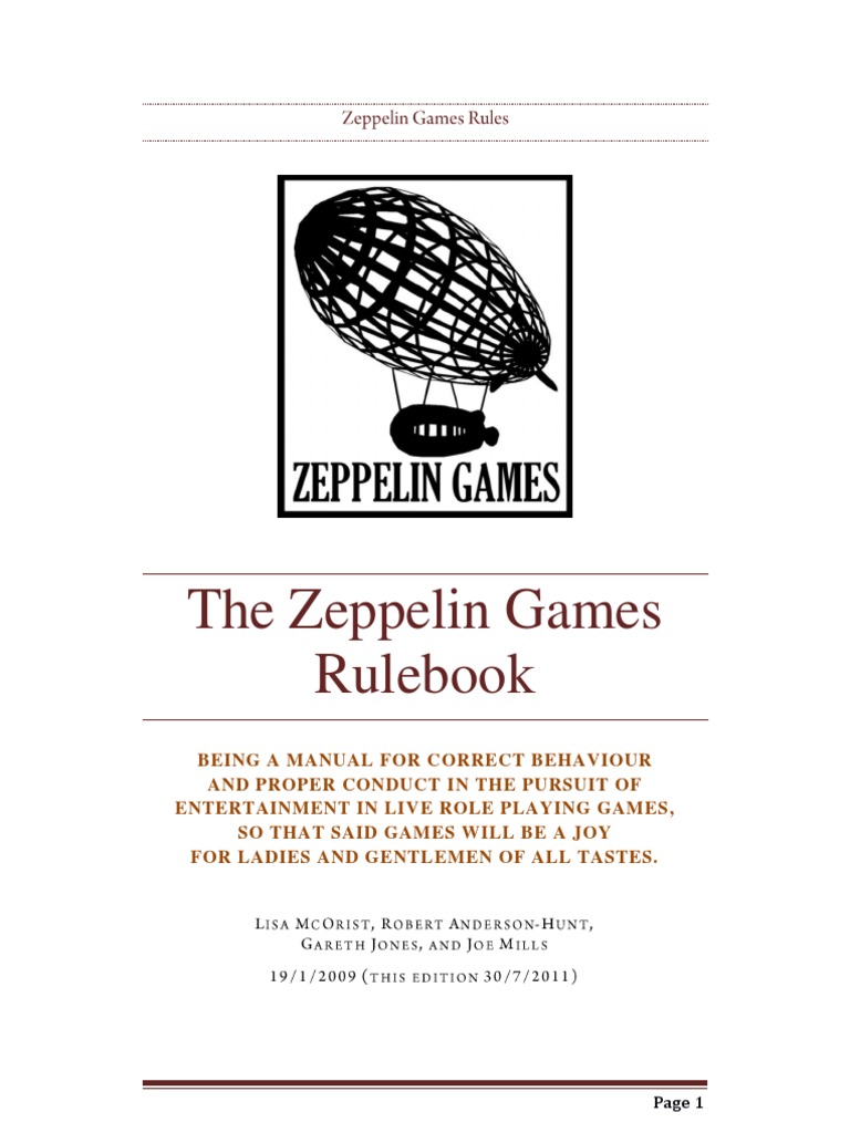Zeppelin Games Rulebook Complete v1.0 | PDF | Physical Fitness ...