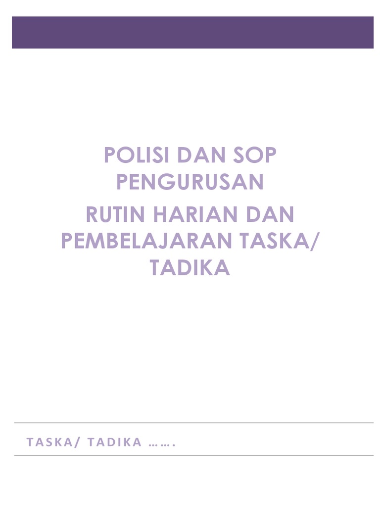 SOP - TASKA-TADIKA -OKT2022 | PDF