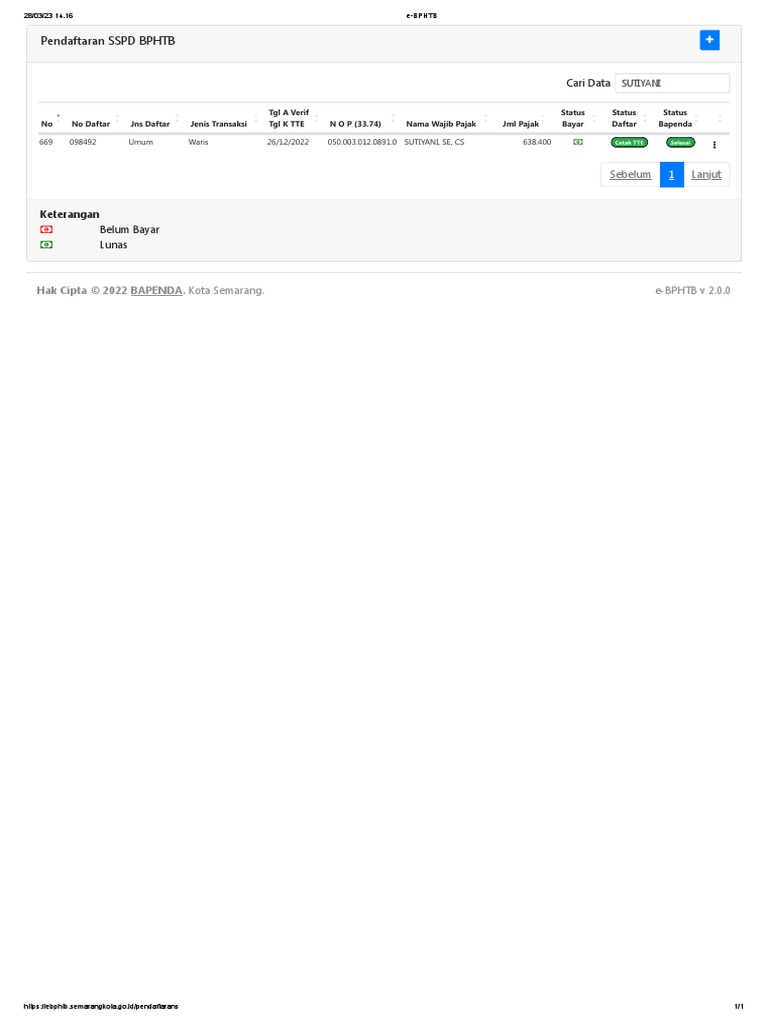 Pendaftaran SSPD BPHTB Semarang | PDF