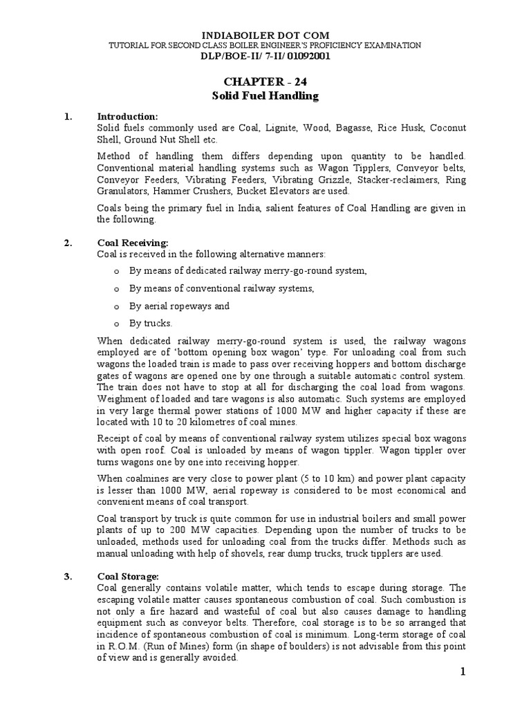 CH-24 Coal Handling | PDF | Coal | Boiler CH-24 Coal Handling | PDF | Coal | Boiler