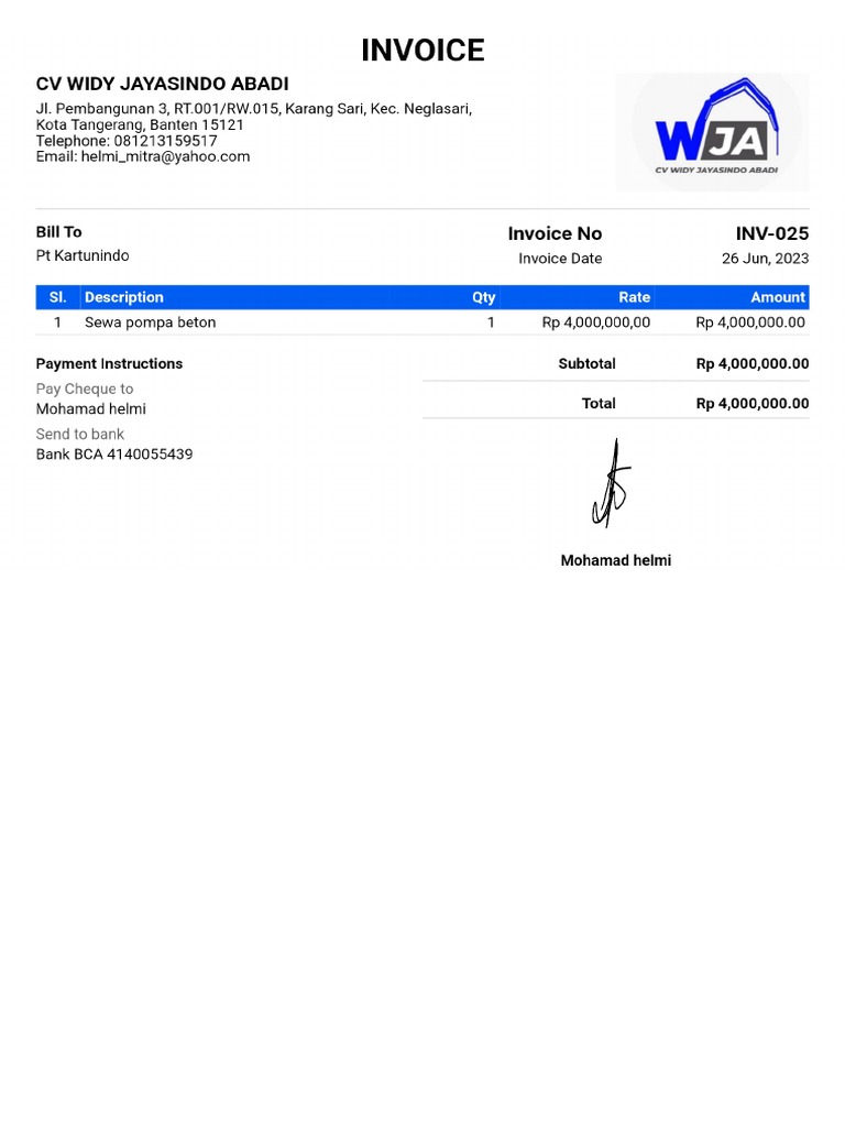 Invoice INV 025 | PDF