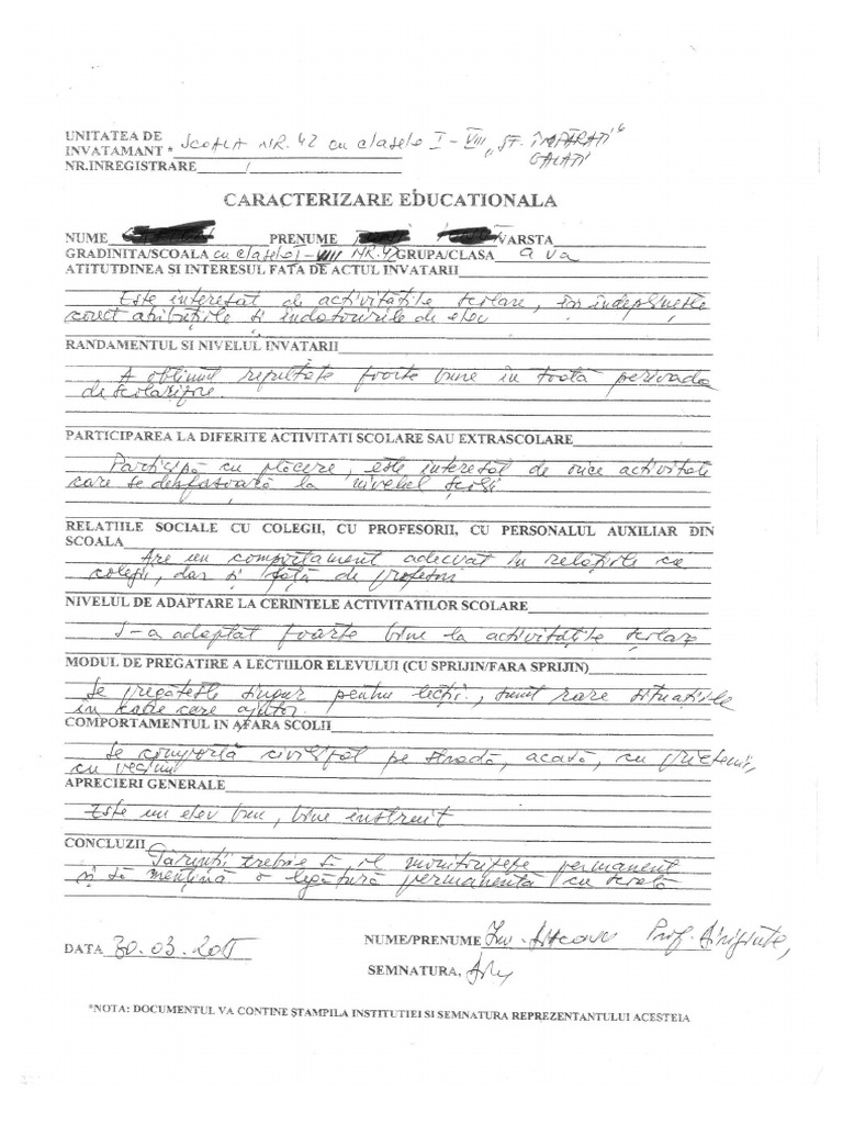 DGASPC - Caracterizare Educationala - Completata | PDF