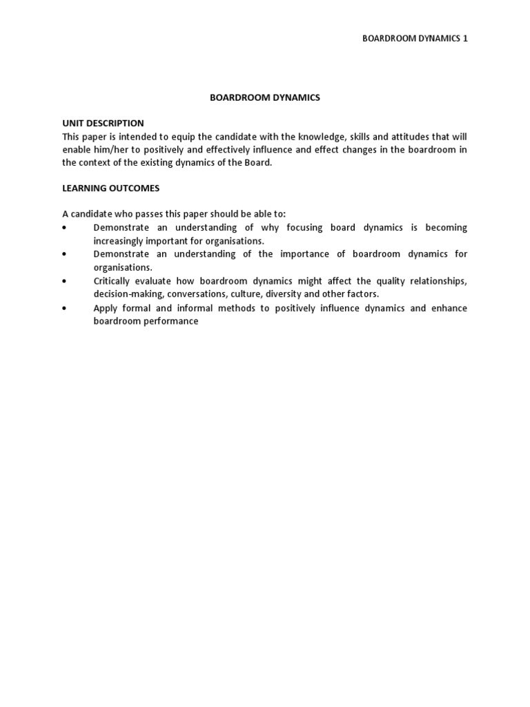 Boardroom Dynamics - Notes | PDF | Leadership | Governance