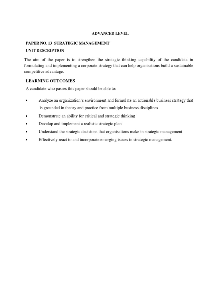Strategic Management Notes - New Syllabus | PDF | Strategic Management ...
