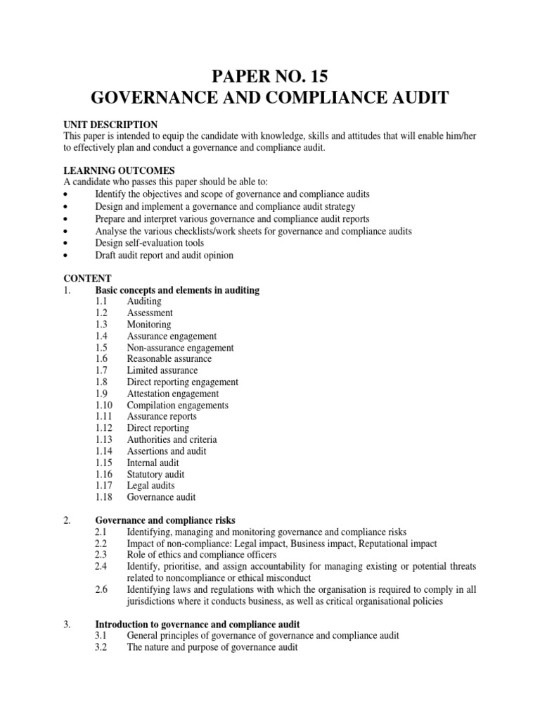 Governance and Compliance Audit - Notes | PDF | Audit | Financial Audit