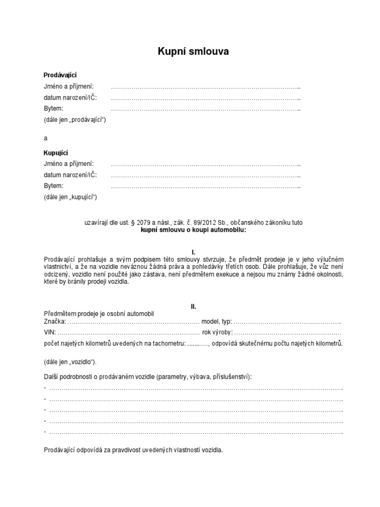 Kupni Smlouva Cebia 2023 | PDF