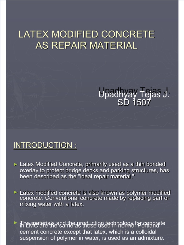 Dokumen - Tips - Latex Modified Concrete As Repair Material | PDF | Concrete | Polymers