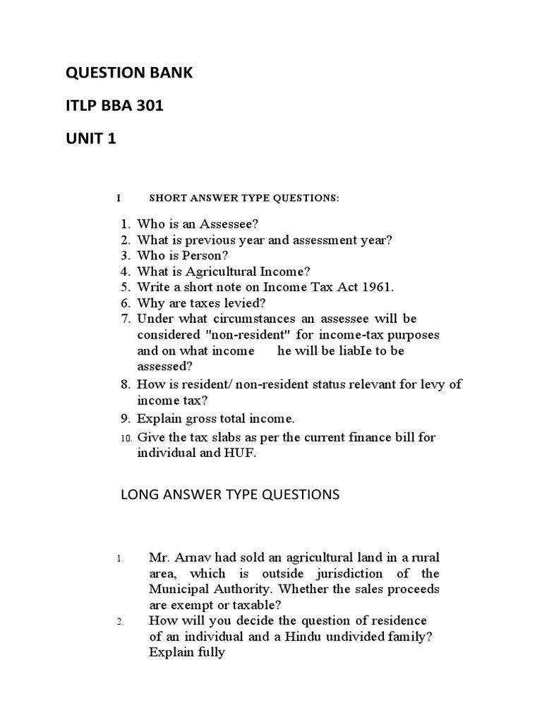 QUESTION BANK ITLP SK NOV 2022 BBA 6 Nov 2022 FINAL UNIT1&2 | PDF ...