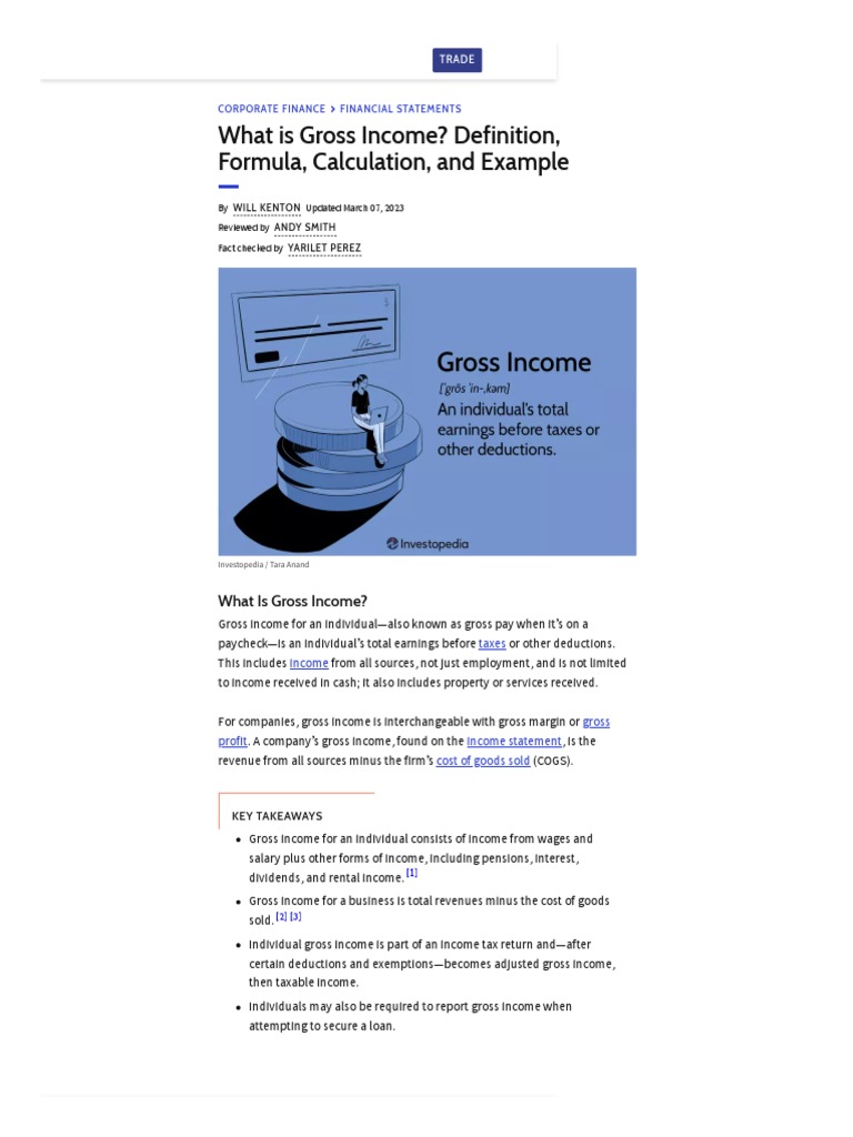 What Is Gross Income - Definition, Formula, Calculation, and Example ...