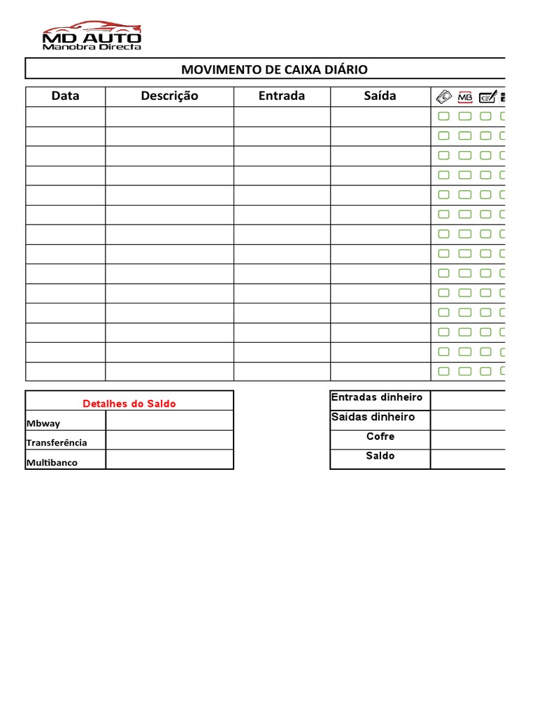 Movimento de Caixa Diario Imprimir | PDF