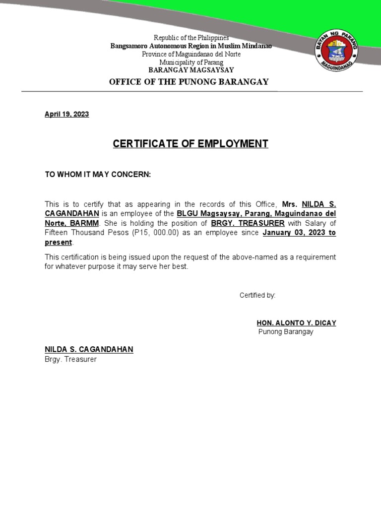 Certificate of Employment | PDF