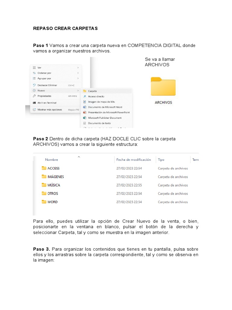 Repaso Crear Carpetas | PDF