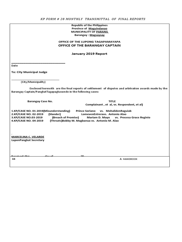 KP Form 28 Transmittal | PDF | Public Sphere | Judiciaries