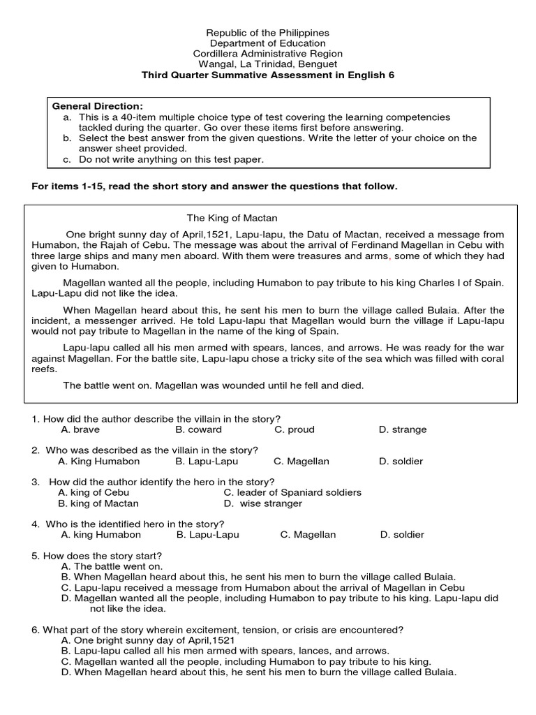 TQ - Q3 - English - 6 - NOVER KEITHLEY MENTE | PDF