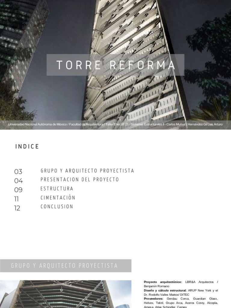 Cimentación y Estructura de Torre Reforma | PDF | Torre | Fundación ...