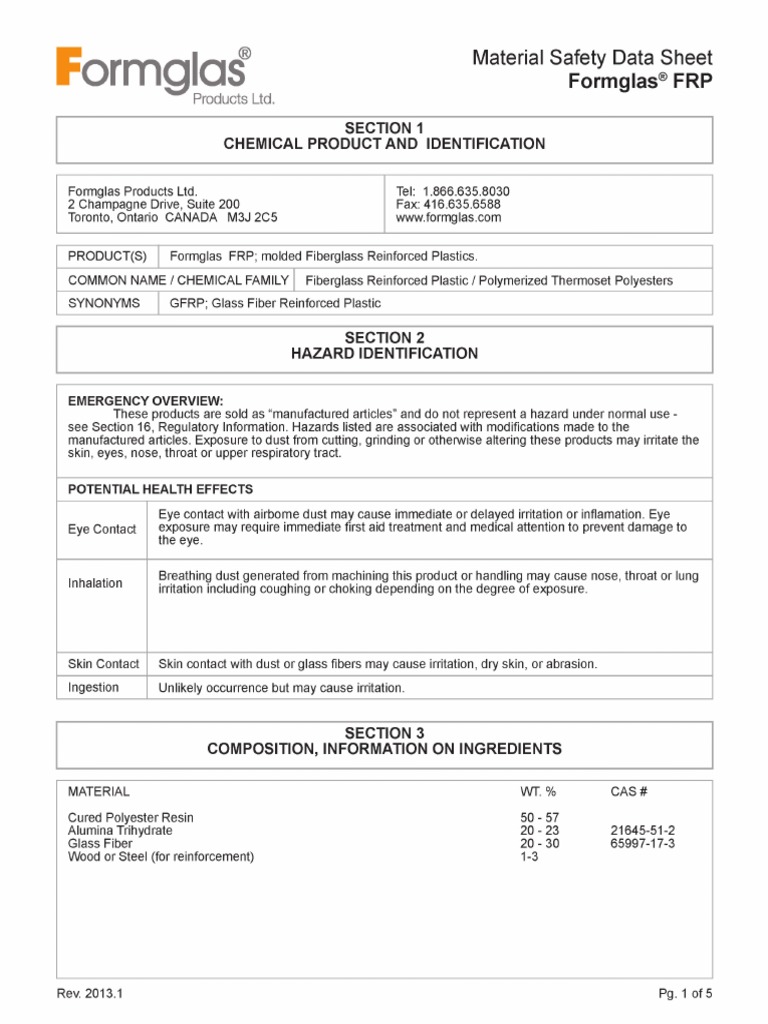 Formglas_FRP_MSDS_2013_1 | PDF