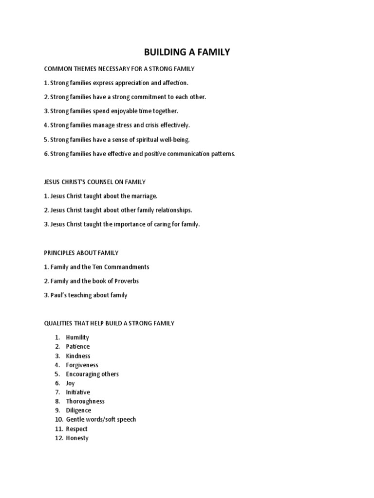 Lesson 1 - Building A Strong Family | PDF