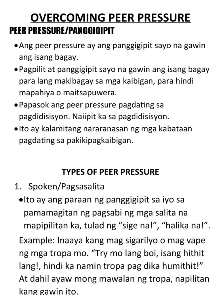 Lesson 2 - Overcoming Peer Pressure | PDF Lesson 2 - Overcoming Peer Pressure | PDF