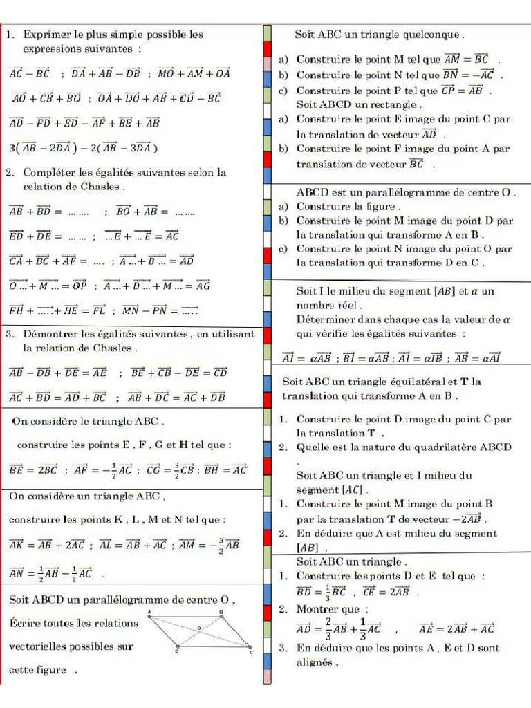 Exercices Des Vecteurs | PDF