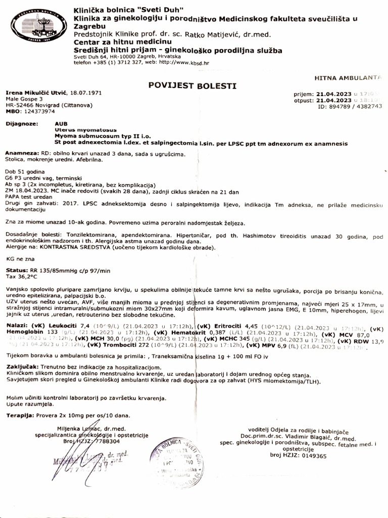 Povijest Bolesti 21.4.2023 | PDF