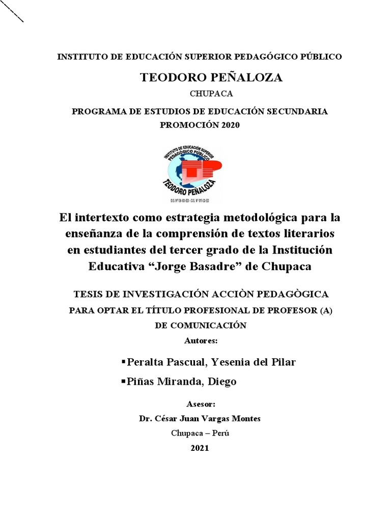 Diegoy Yesenia Tesis XDFF | PDF | Enseñando | Intertextualidad