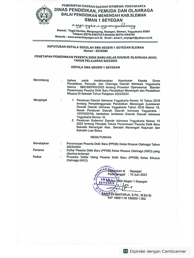 Pengumuman KKO 23 24 | PDF