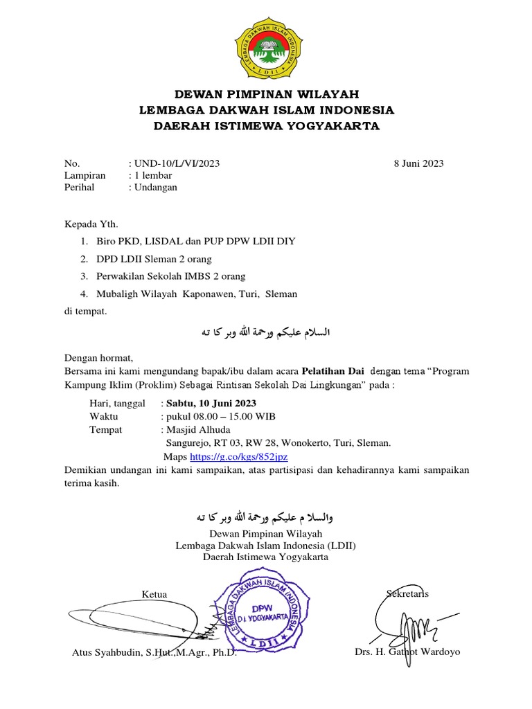 Undangan Dai Proklim Luring Sangurejo | PDF