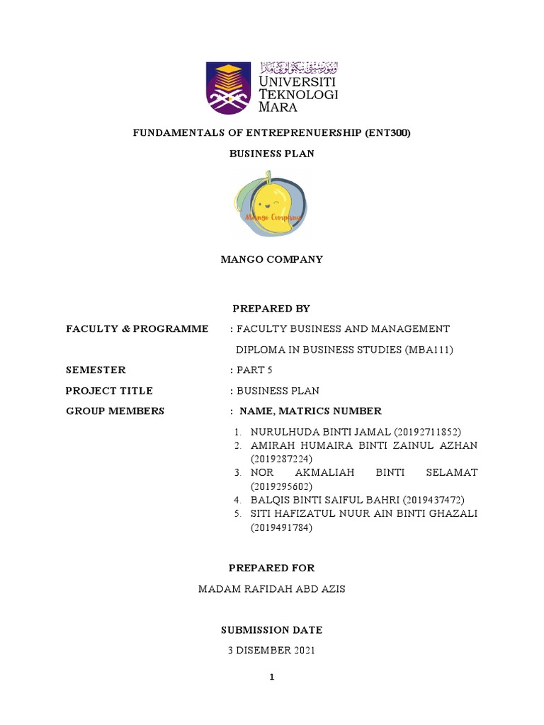 Group 5 - Ent300 Business Plan | PDF | Marketing | Business Plan