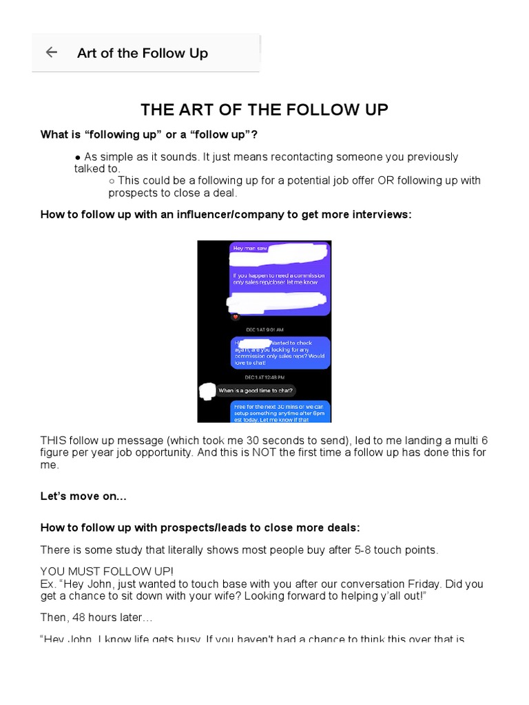 Art of The Follow Up | PDF