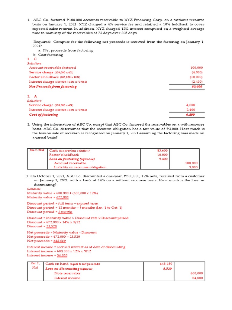 Group Activities in Receivable Financing | PDF | Factoring (Finance ...