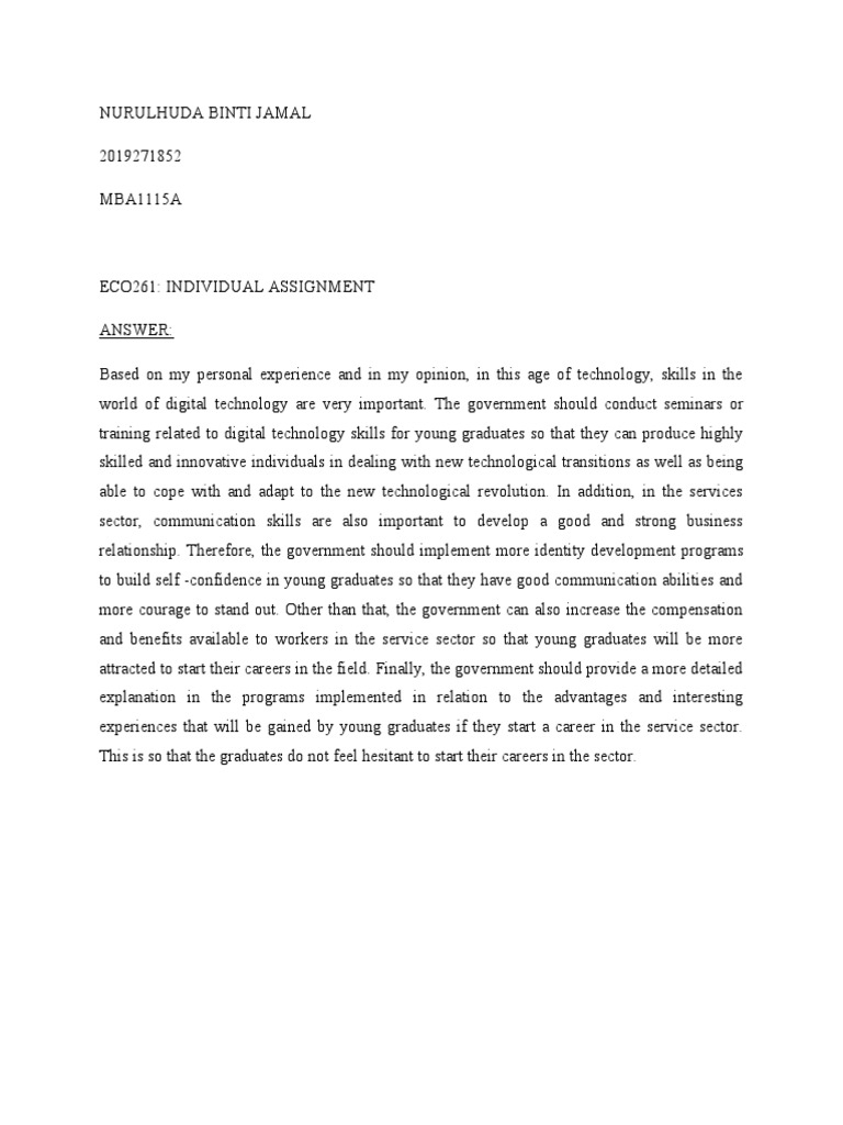 Eco261 - Individual Assignment | PDF