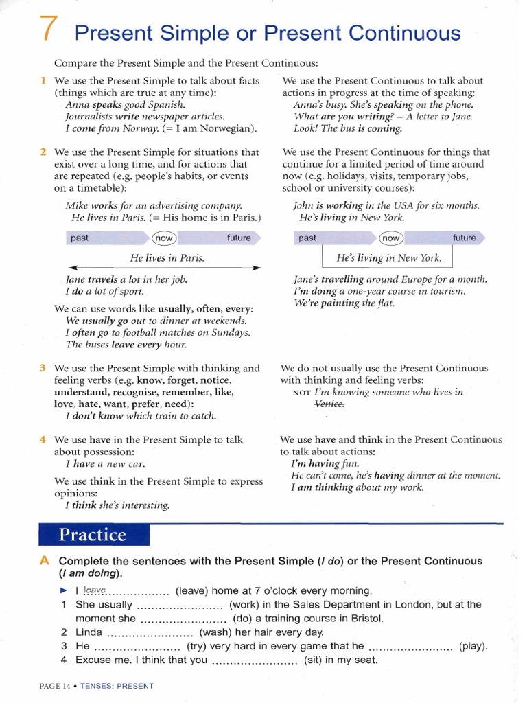 Present simple & continuous | PDF