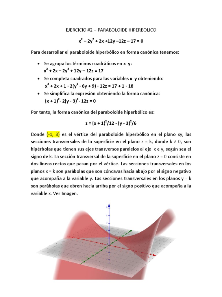 EJERCICIO_2 Paraboloide Hiperbolico | PDF | Matemáticas | Colector
