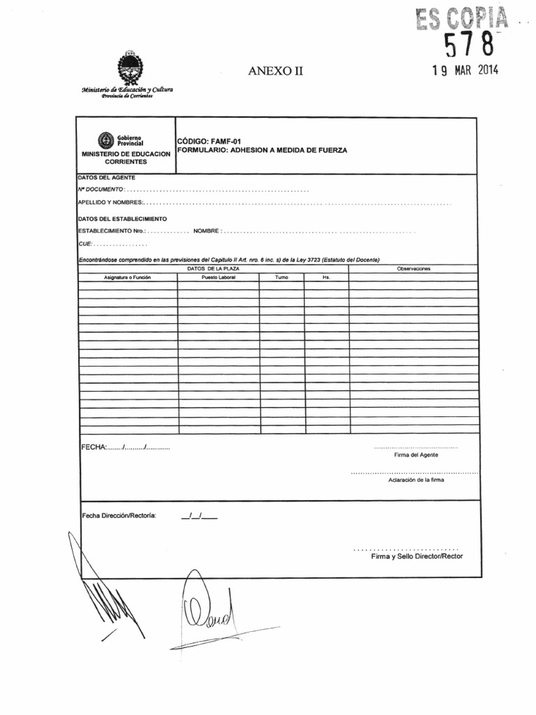 Formulario Adhesion Paro | PDF