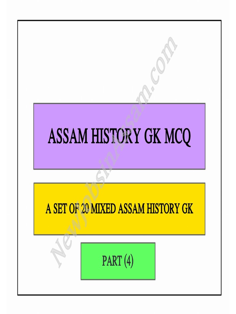 Assam History MCQs Part 4 | PDF | Royalties | Asian Royal Families