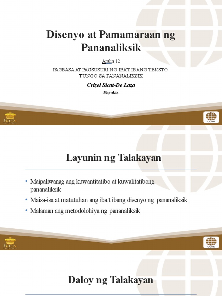 Aralin 12 Disenyo at Pamamaraan NG Pananaliksik | PDF
