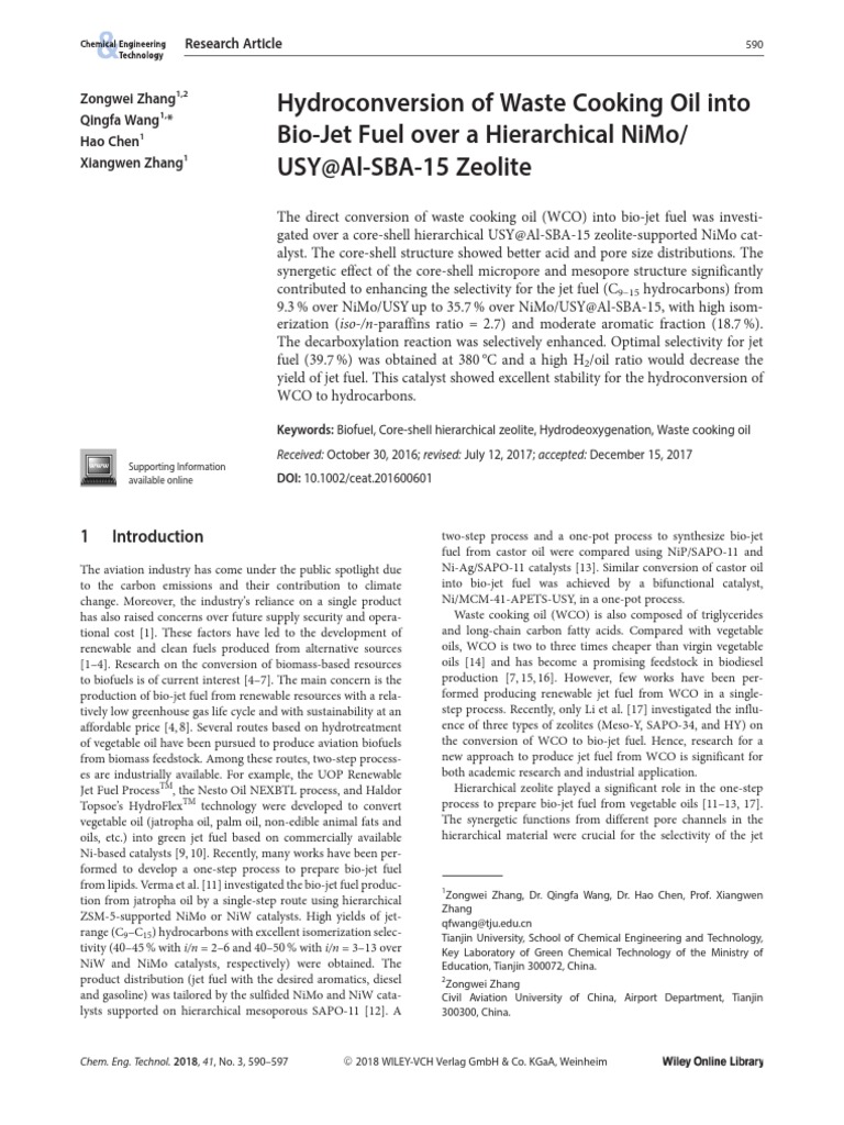 Hydroconversion of Waste Oil to Bio-Jet Fuel | PDF | Biofuel | Cracking (Chemistry)