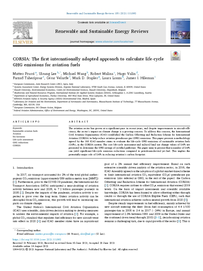 CORSIA - The First Internationally Adopted Approach To Calculate Life-Cycle GHG Emissions For ...
