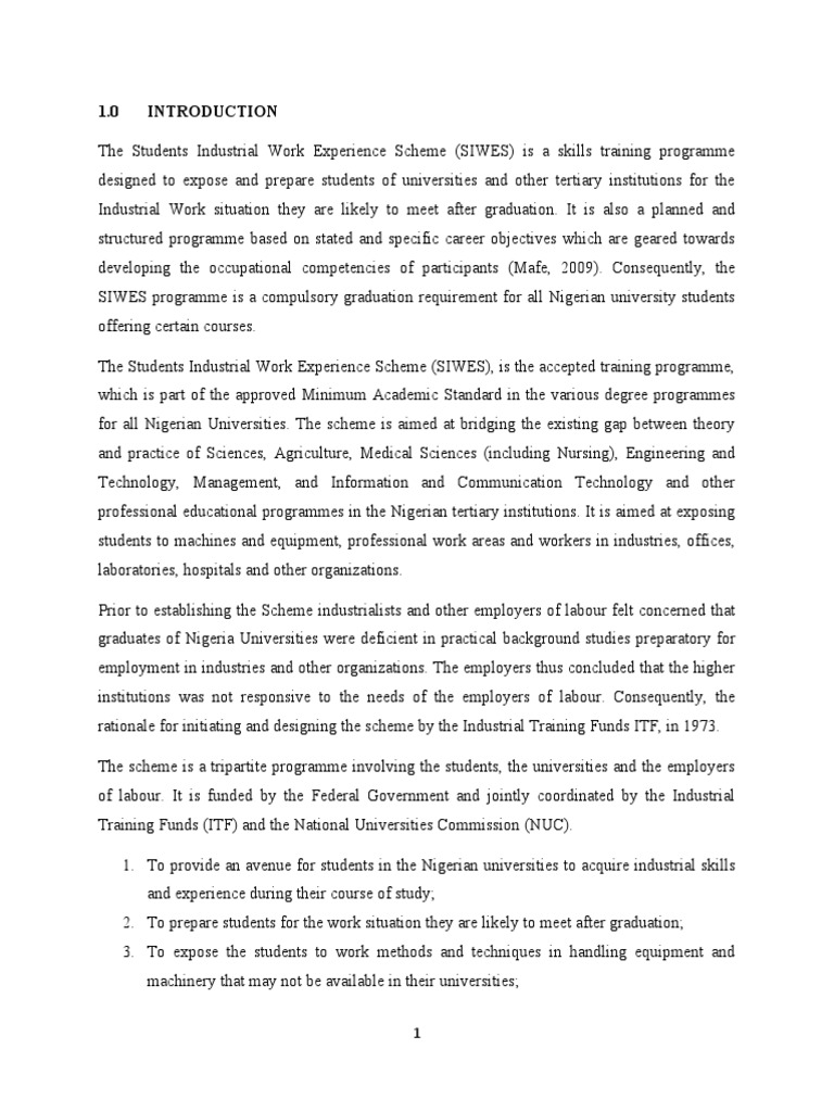 Siwes Report | Download Free PDF | Project Management | Vocational ...