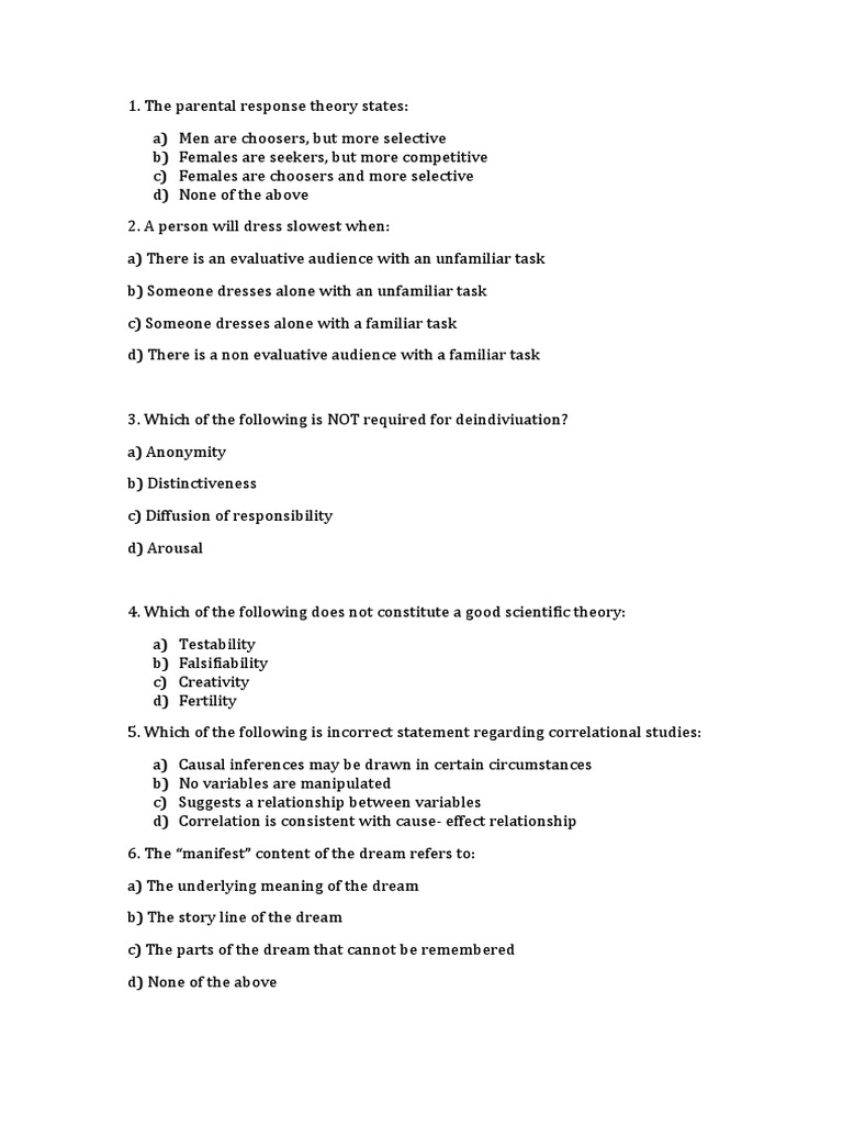 Psyc 1001 Practice-Mcq | PDF | Dream | Cognitive Psychology